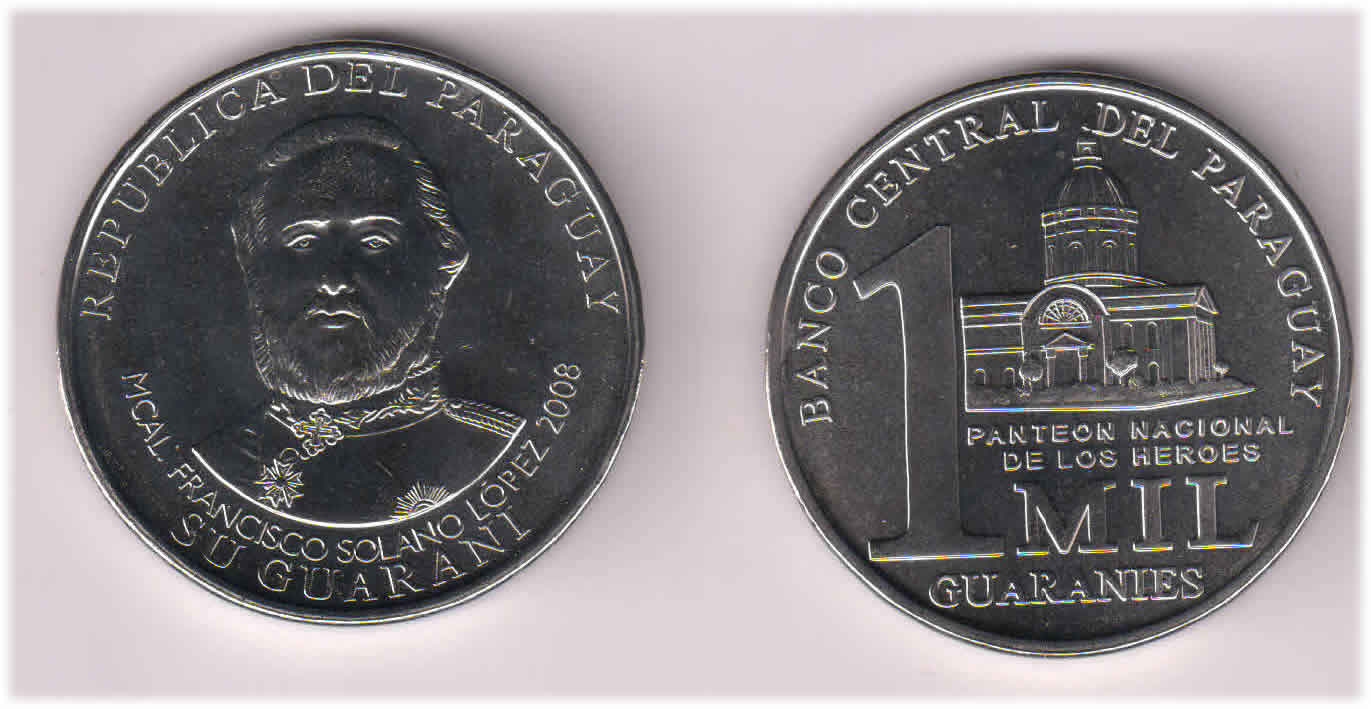 Paraguay - 1 mil guaranies 2008 unc steel coin - KB Coins & Currencies