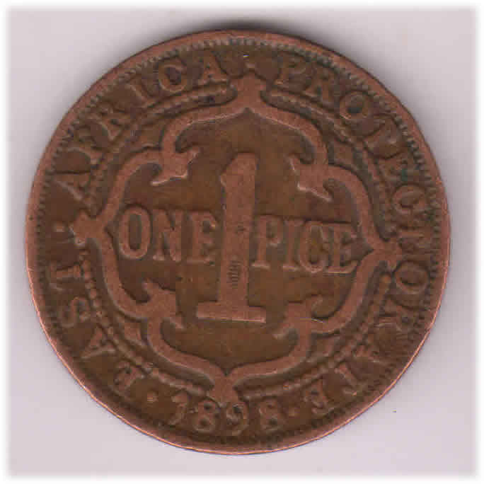 British East Africa 1 pice 1898 copper coin - KB Coins & Currencies
