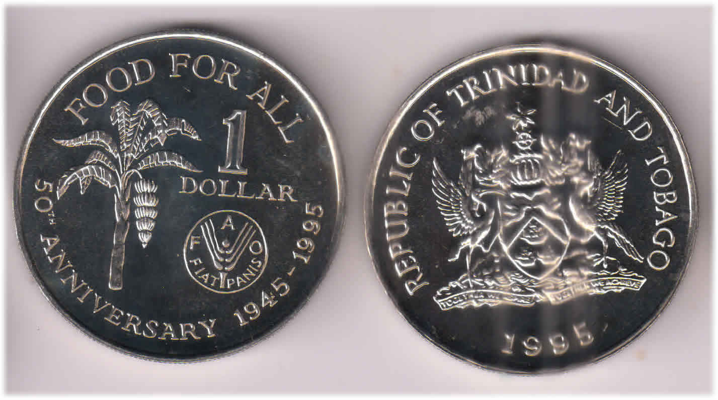 Trinidad & tobago - 1 dollar 1995 unc coin - KB Coins & Currencies