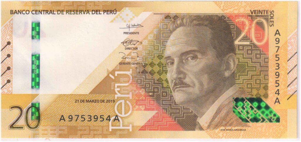 Peru 20 soles 2019 unc currency note - KB Coins & Currencies