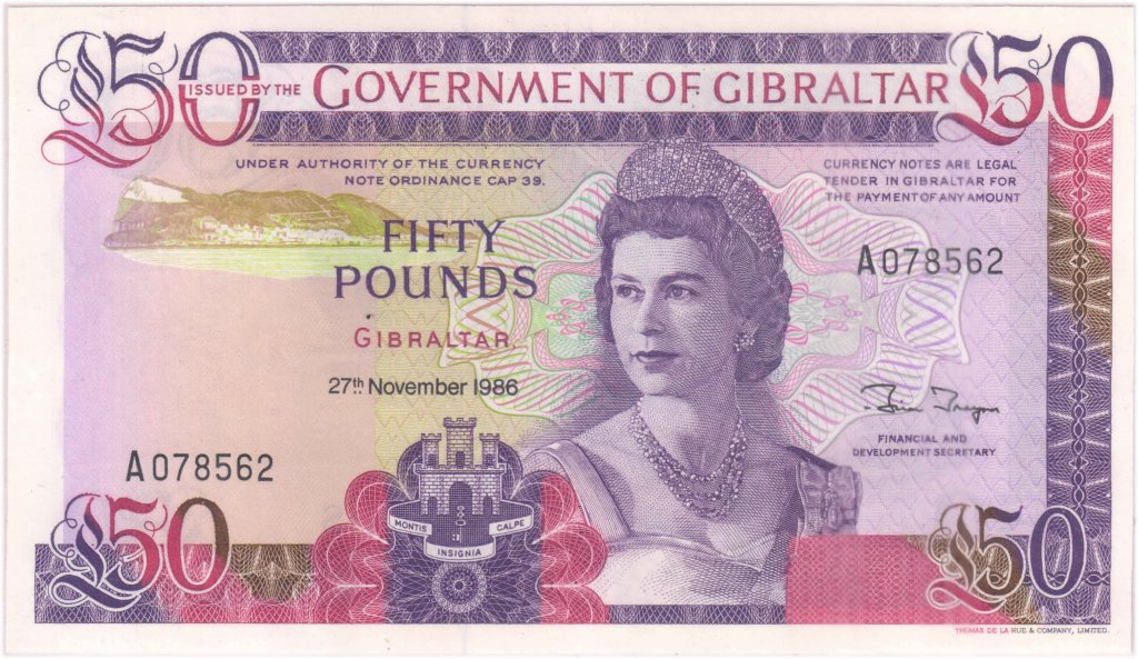 Gibraltar 50 pounds 1986 unc currency note - KB Coins & Currencies