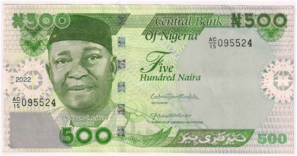 Nigeria - 500 naira 2023 unc currency note - KB Coins & Currencies
