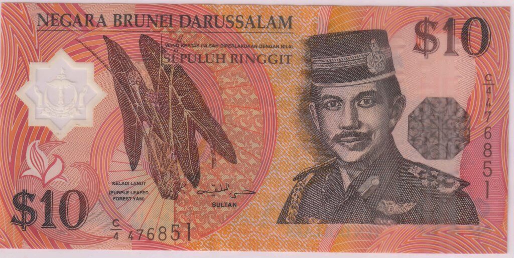 Brunei - 10 ringgit 1996 unc polymer note - KB Coins & Currencies