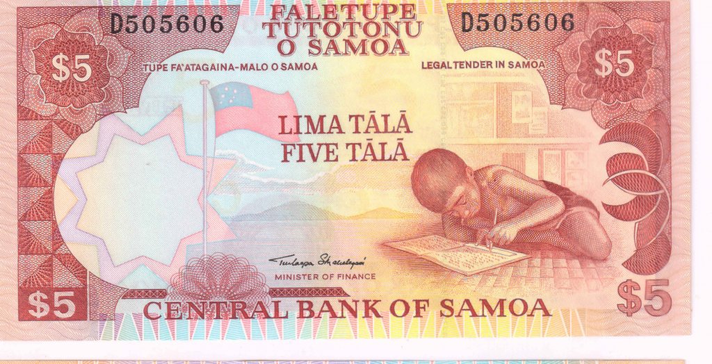 Samoa- 5 tala 2002 - 05 unc bank note - KB Coins & Currencies