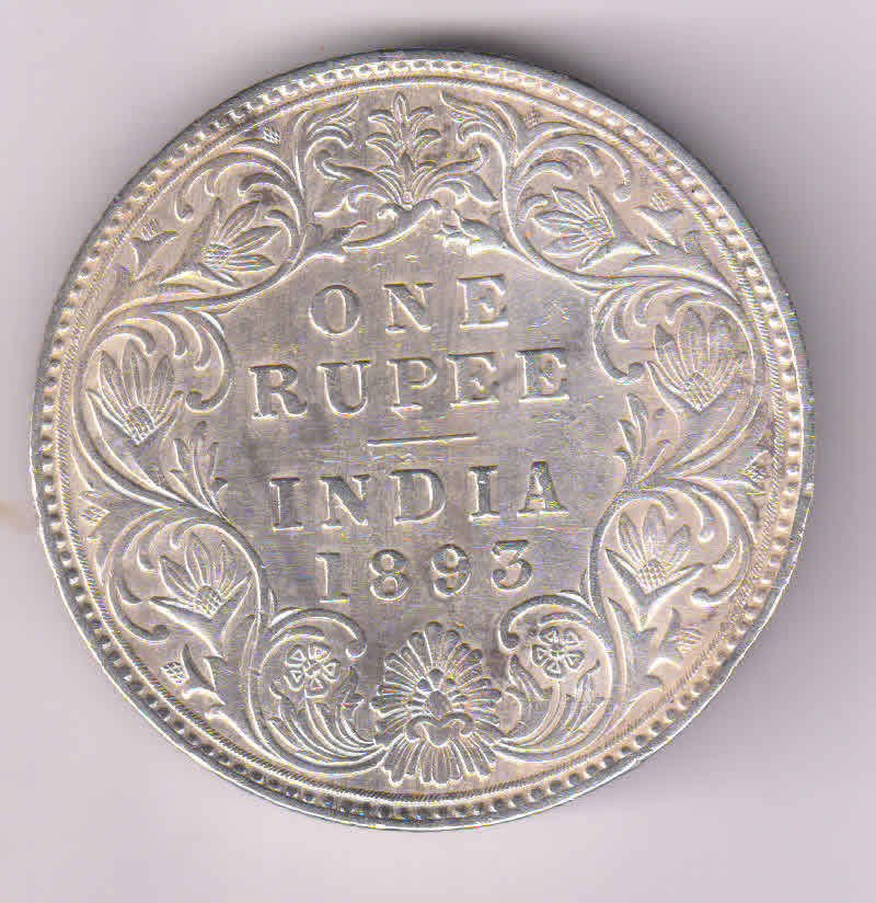 India British - rupee Victoria Empress ,1893B , 1st flower , silver ...