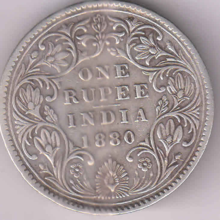 India British - rupee 1880 B 2nd flower , silver coin IB11 - KB Coins ...