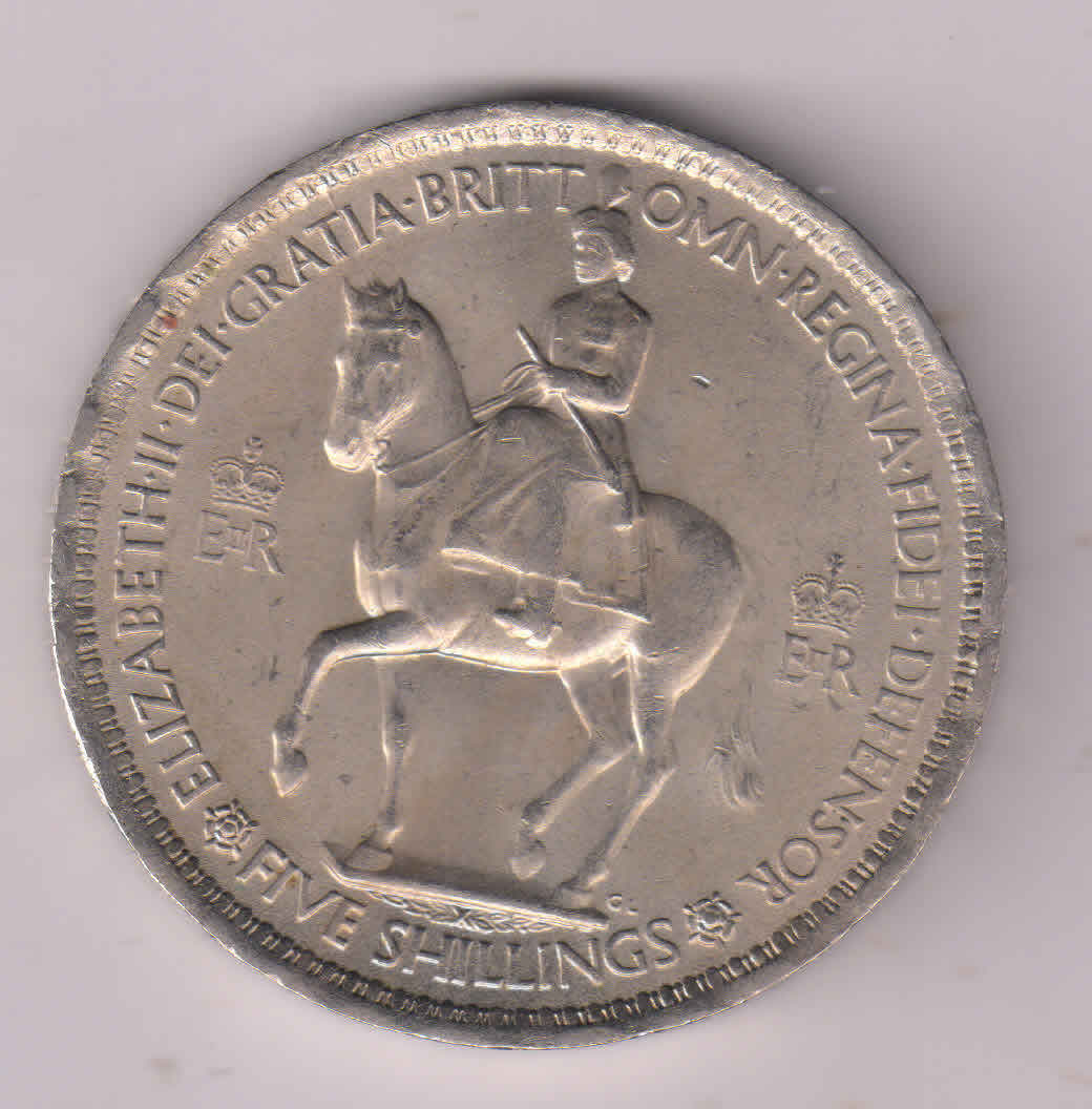 United Kingdom 5 Shillings - 1953 , Elizabeth II Coronation xf coin ...