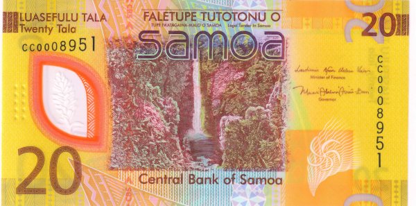 Samoa – 20 tala , unc polymer currency note - KB Coins & Currencies