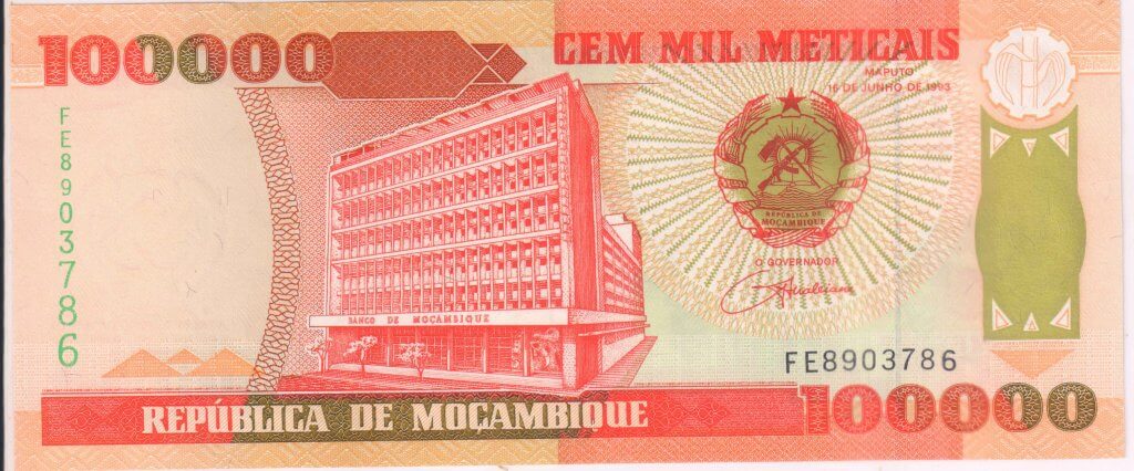 Mozambique 100,000 meticals unc currency note “786 ending “ - KB Coins ... Mozambique 100,000 meticals unc currency note “786 ending “ - KB Coins ...
