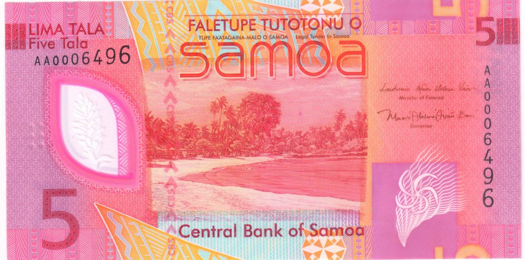 Samoa – 5 tala , unc polymer currency note - KB Coins & Currencies