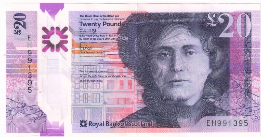 Scotland 20 pounds 2021 vf polymer currency note - KB Coins & Currencies