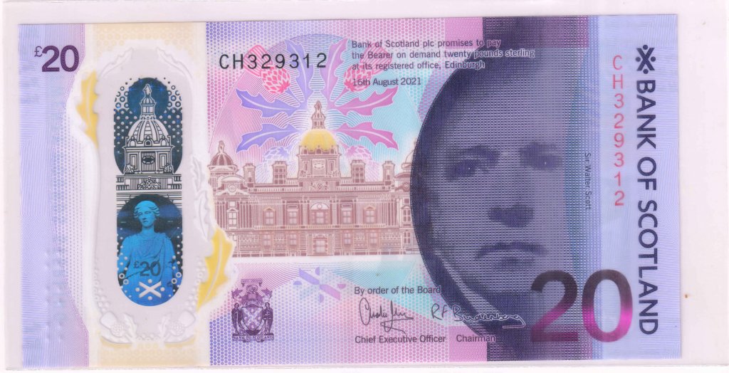 Scotland 20 pounds 2021 unc polymer currency note - KB Coins & Currencies