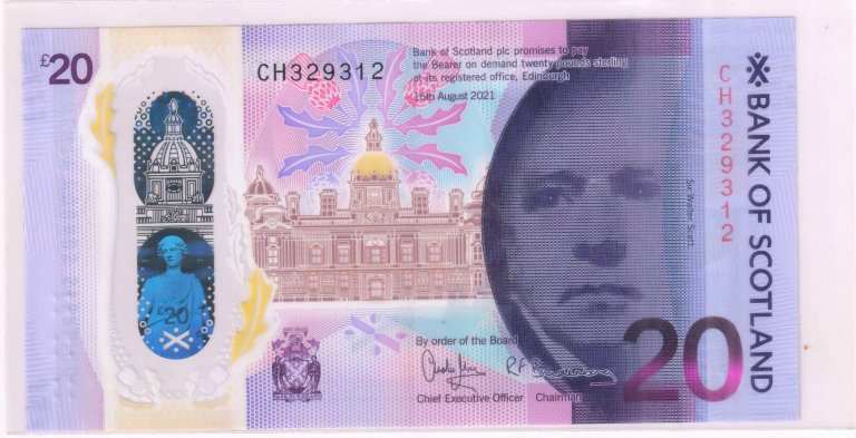 Scotland 20 pounds 2021 unc polymer currency note - KB Coins & Currencies