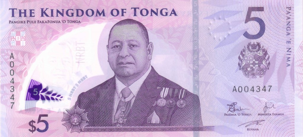Tonga - 5 paanga unc polymer currency note - KB Coins & Currencies