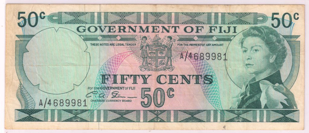 Fiji - 50 cents 1969 aunc currency note - KB Coins & Currencies