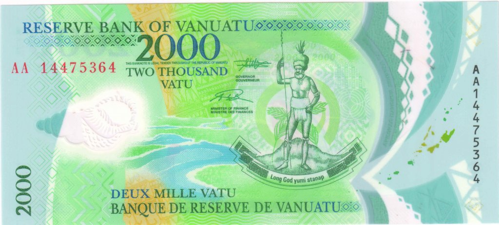 Vanuatu 2000 vatu 2014 unc polymer currency note - KB Coins & Currencies