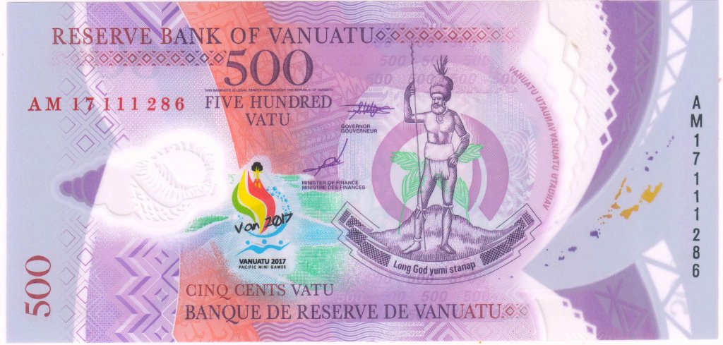 Vanuatu 500 vatu 2017 South Pacific Mini Games unc polymer currency ...