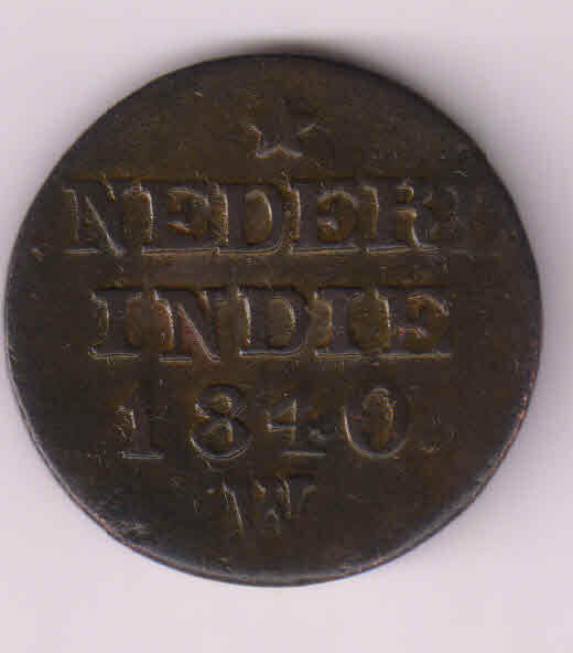 Netherlands East Indies 1 cent, 1840 w mint mark (Surabaya) coin N3a ...