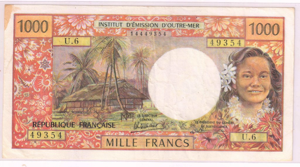 Tahiti / French Polynesia - 1000 francs 1957 vf currency note - KB ...