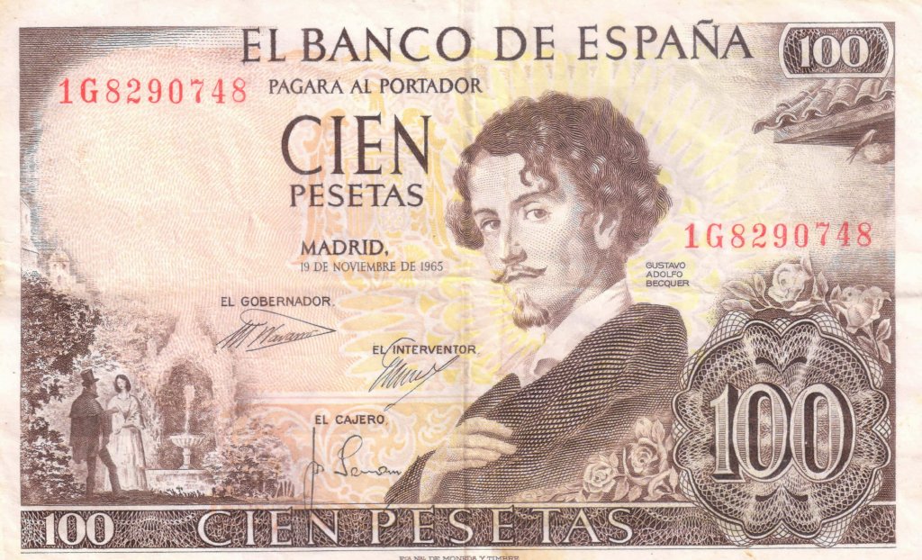 Spain - 100 pesetas 1965 currency note - KB Coins & Currencies