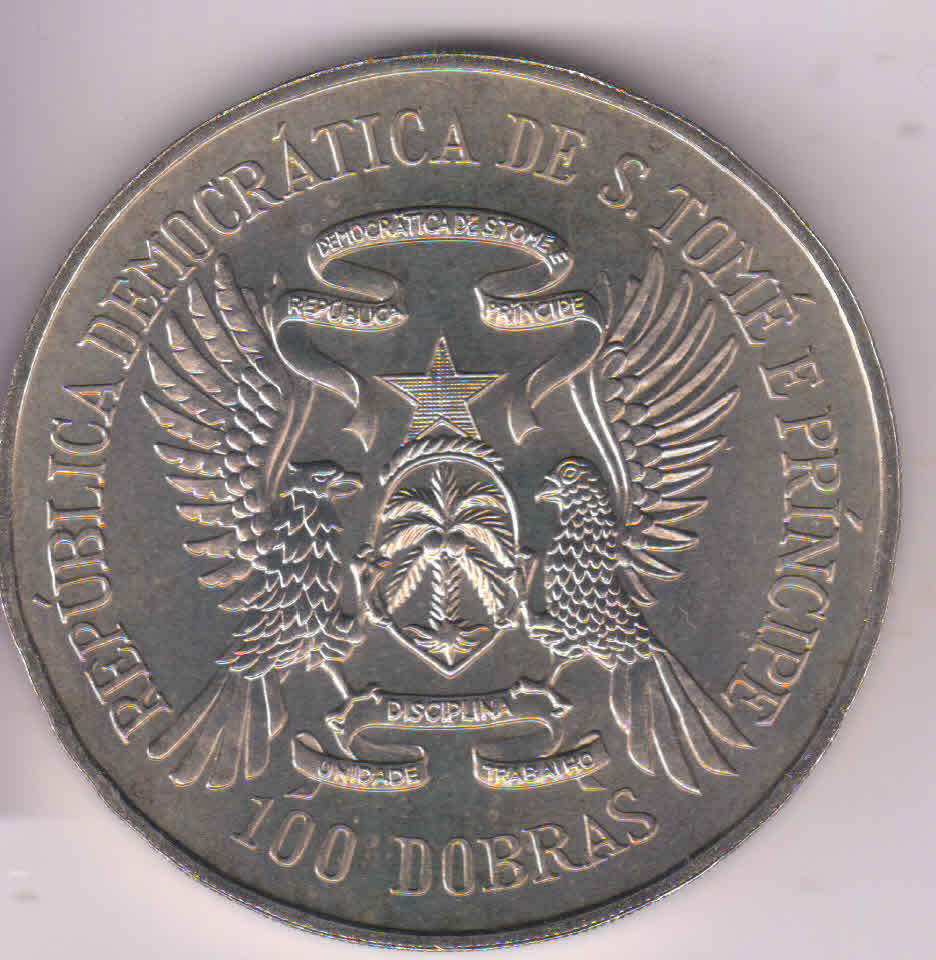 São Tomé and Príncipe 100 Dobras Independence; unc coin - KB Coins ...