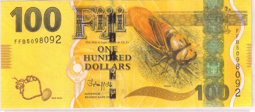 Fiji 100 dollars xf currency note , w/ fold - KB Coins & Currencies