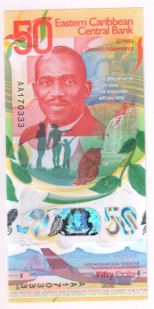 East Caribbean 50 dollars unc polymer currency note - KB Coins & Currencies