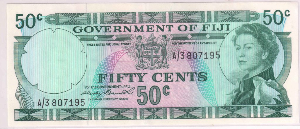 Fiji - 50 cents 1969 aunc currency note - KB Coins & Currencies