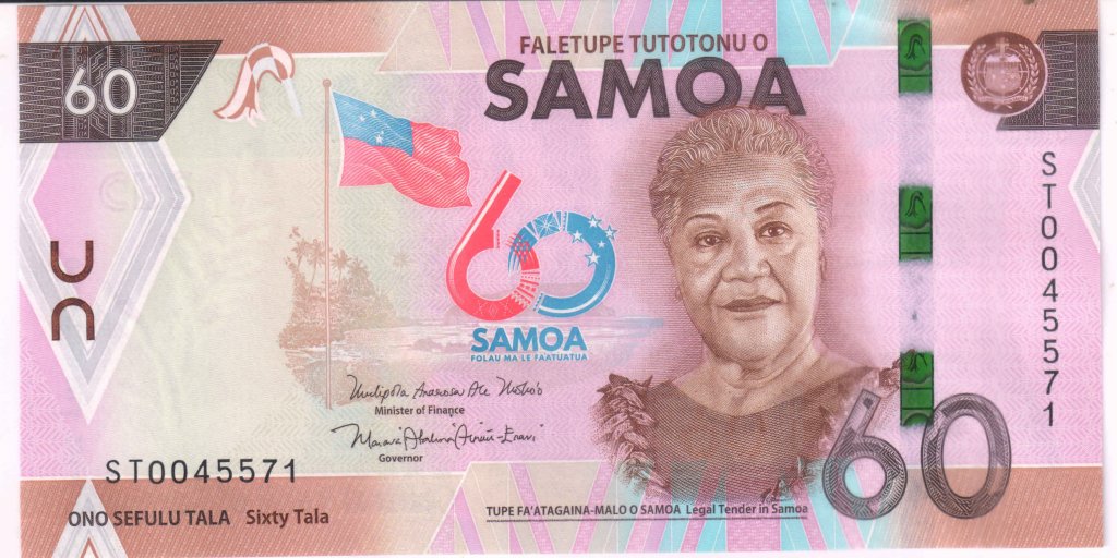 Samoa 60 tala , Commemorative issue 60th Anniversary of Independence ...