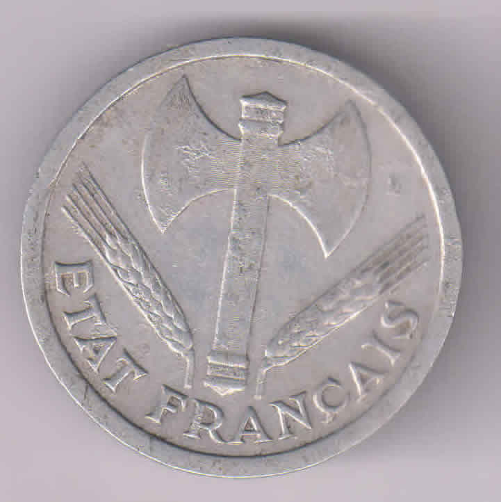 Vichy French State / France 2 Francs 1943 vf coin - KB Coins & Currencies