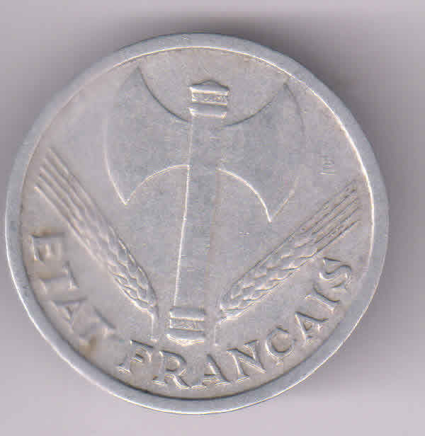 Vichy French State / France 1 Franc 1943 vf coin - KB Coins & Currencies