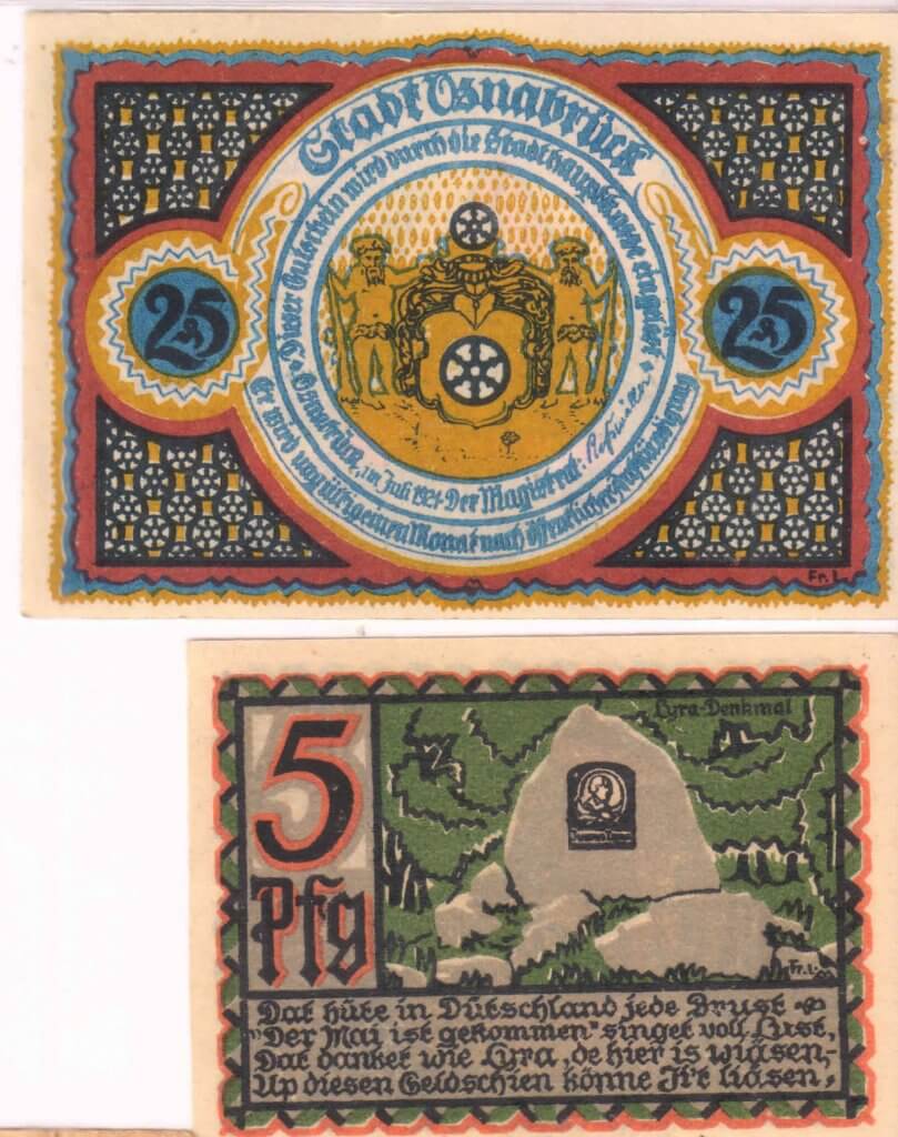 German notgeld 2 different unc coins - KB Coins & Currencies