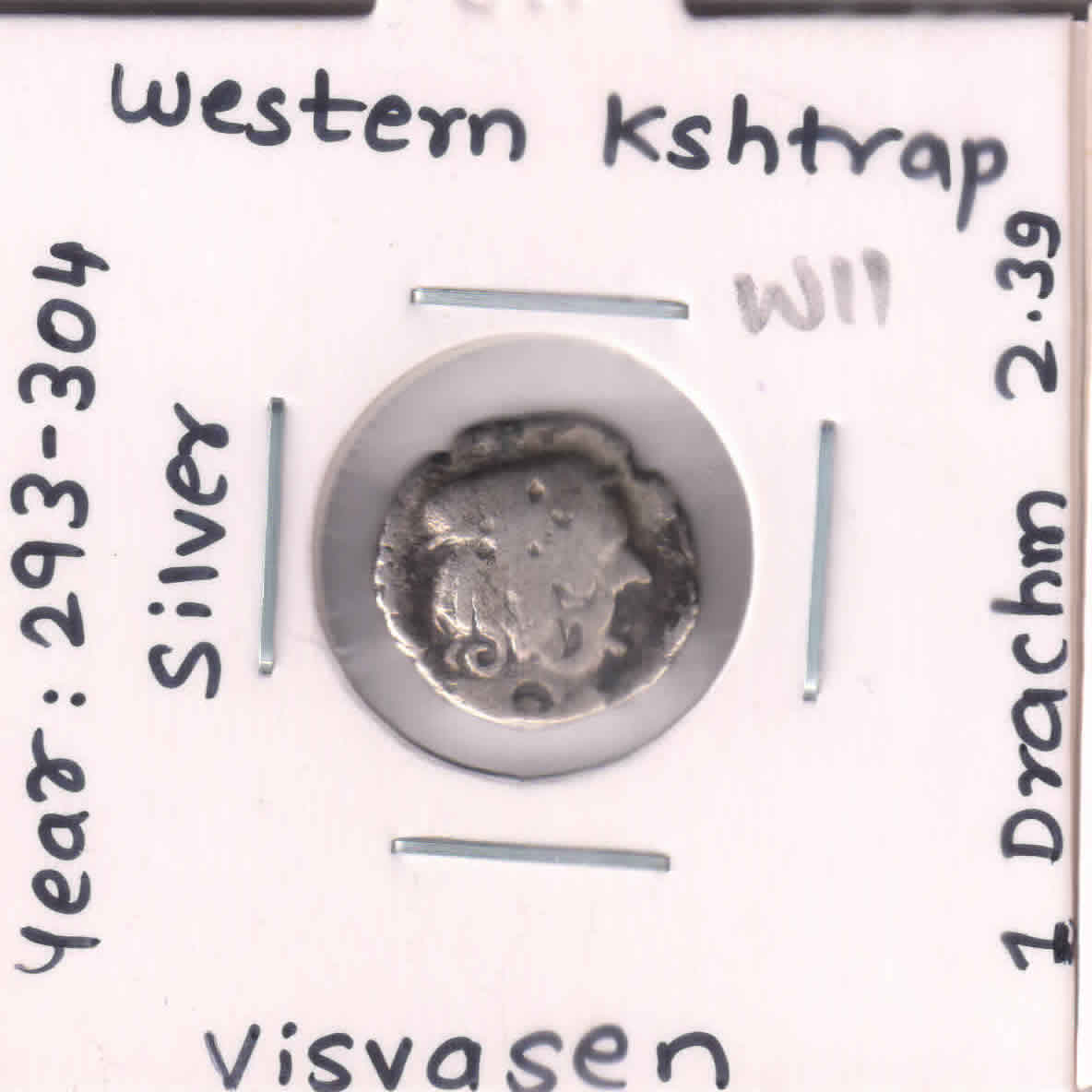 Western Kshatrapa -Visvasen 293 , 304 ad silver coin W11 - KB Coins ...