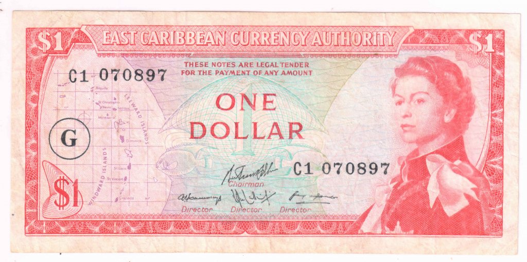 Grenada / East Caribbean - 1 $ 1965 vf currency note - KB Coins ...