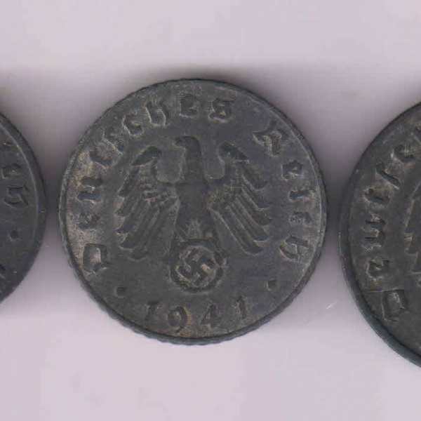 Nazi Germany - 1,5,10 RF 19340- 41, set of 3 zinc coins - KB Coins ...