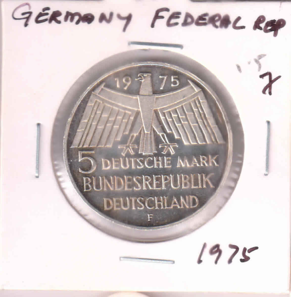 German Federal rep . 5 Deutsche Mark Europäisches Denkmalschutzjahr ...