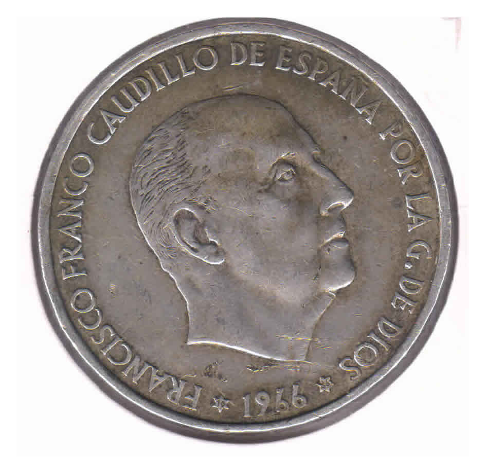 Spain - 100 ptas 1966 silver 19 g coin - KB Coins & Currencies