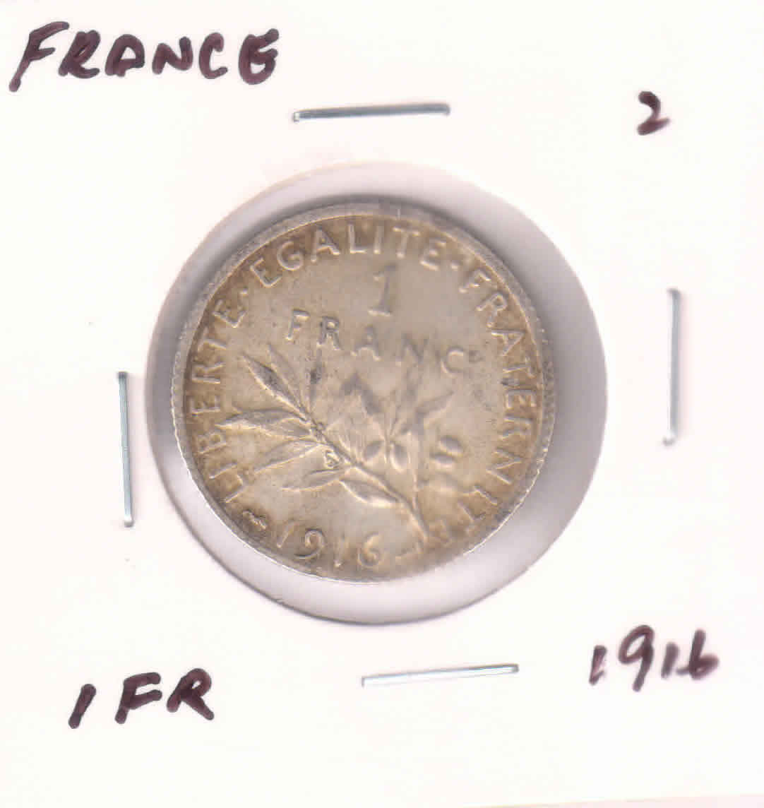 France - 1 fr 1916 silver coin - KB Coins & Currencies