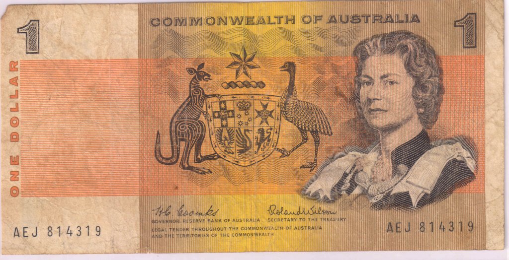 Commonwealth of Australia - 1 dollar 1966- 73 scarce currency note w ...