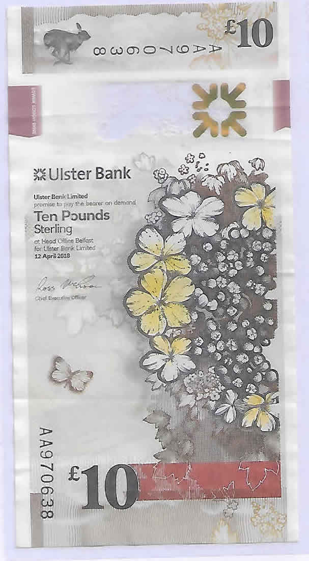 Northern Ireland Ulster bank 10 pounds 2018 unc polymer currency note ...