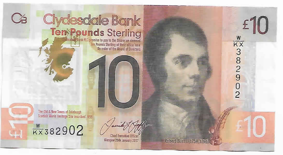 Northern Ireland - Clydesdale bank 10 pounds 1995 xf polymer currency ...