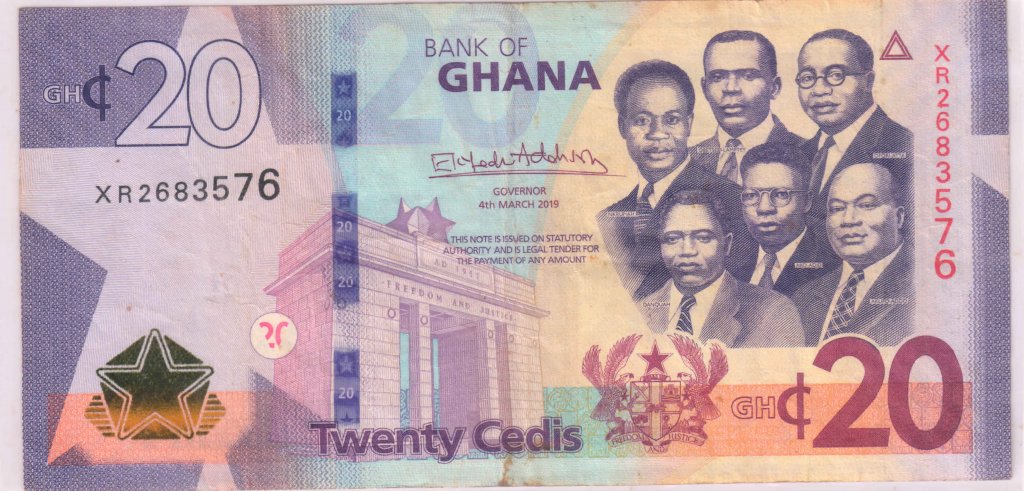 Ghana 20 cedis 2019 vf currency note - KB Coins & Currencies