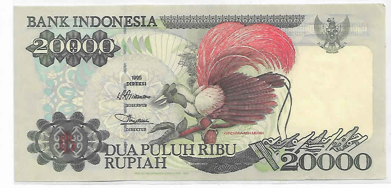 Indonesia - 20000 rupiah 1995 unc currency note - KB Coins & Currencies