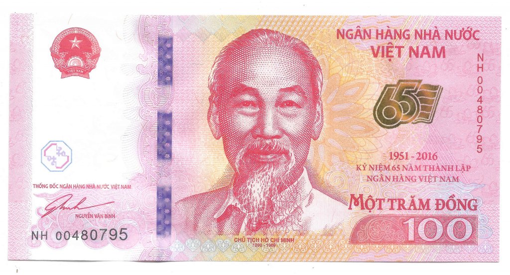 Vietnam 100 dong 65th Anniversary of the National Bank 2016 unc ...