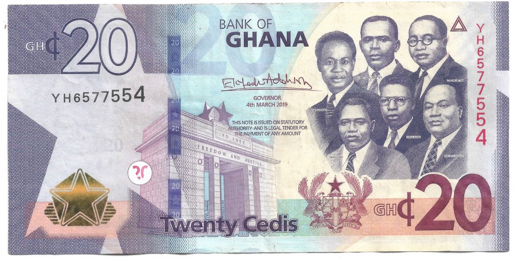 Ghana 10 cedis 2019 xf currency note - KB Coins & Currencies