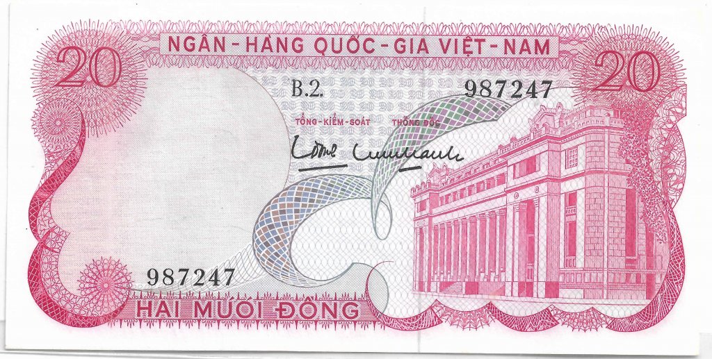 South Vietnam 20 Dong 1969 aunc currency note - KB Coins & Currencies