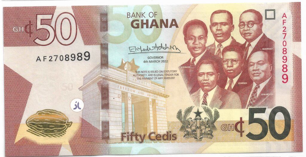 Ghana - 50 cedis 2022 unc currency note - KB Coins & Currencies