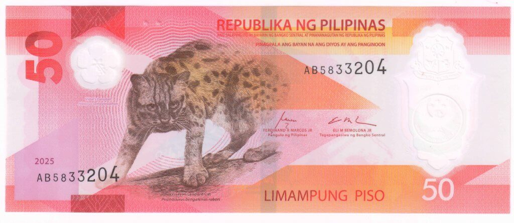 Philippines 50 pesos 2025 unc polymer currency note - KB Coins & Currencies