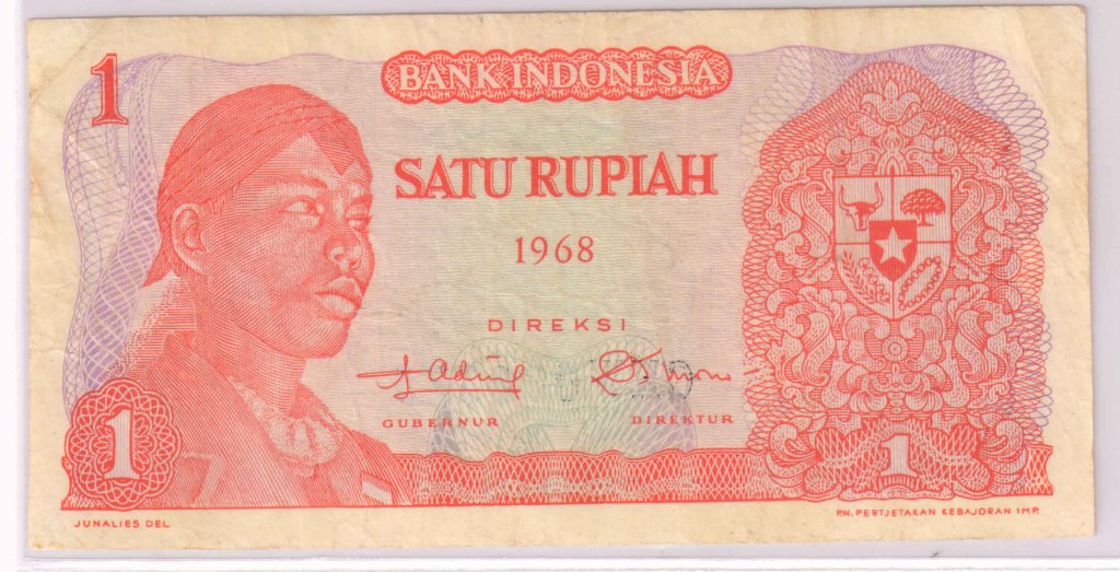 Indonesia - 1 rupiah 1968 Xf currency note - KB Coins & Currencies