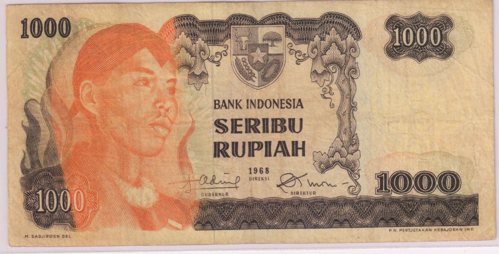 Indonesia - 1000 rupiah 1968 vf currency note - KB Coins & Currencies